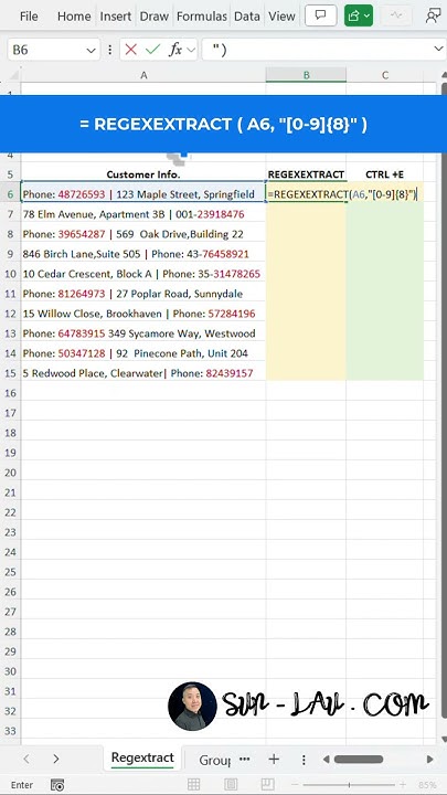 Excel Function - REGEXEXTRACT #excel - YouTube