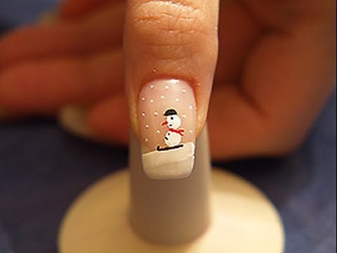 Snowman winter motif as fingernail decoration