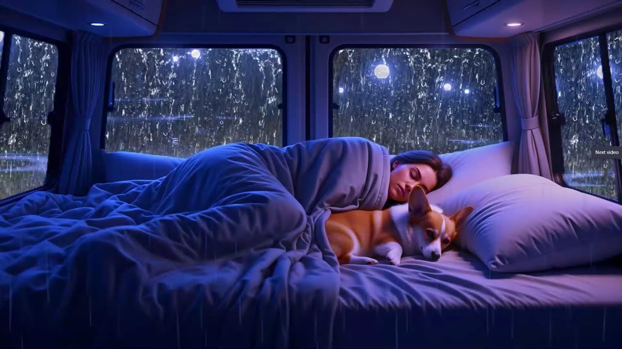 Ultimate Sleep Aid | Heavy Rain & Thunderstorm on Camper Van | Stress ...