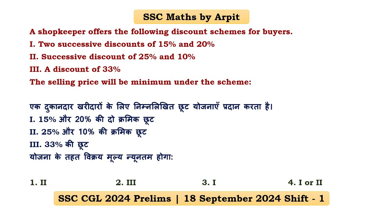 A shopkeeper offers the following discount schemes for buyers. (i) Two ...