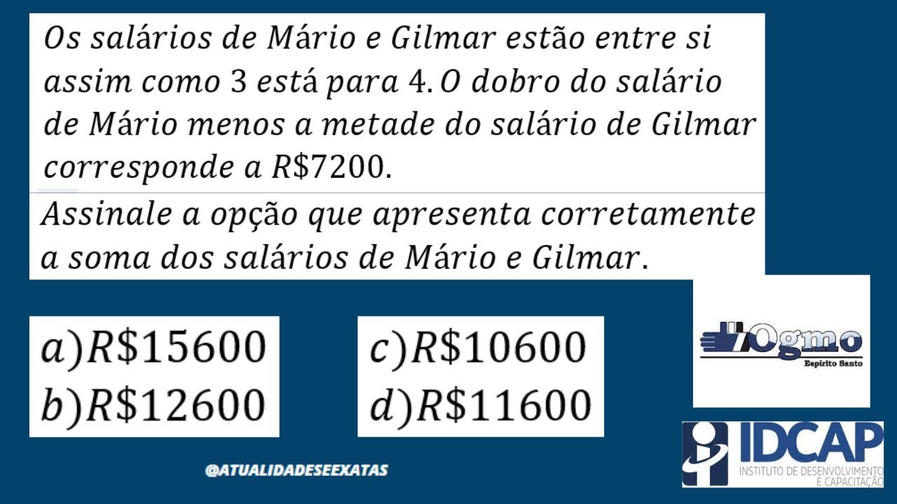IDCAP 2022 - OGMO - SOMA DOS SALÁRIOS DE MÁRIO E GILMAR - YouTube