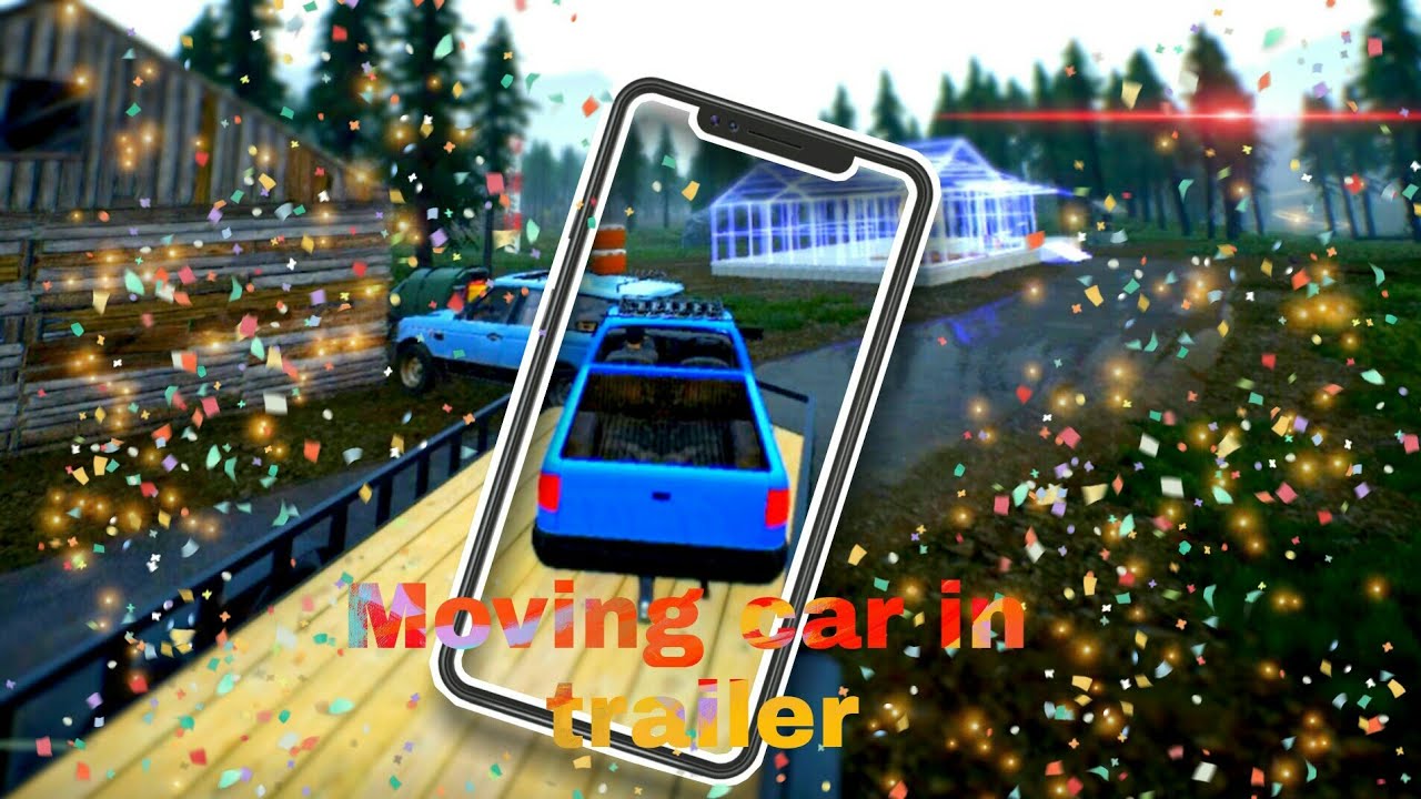 Transporting car using trailer in ranch simulator. - YouTube