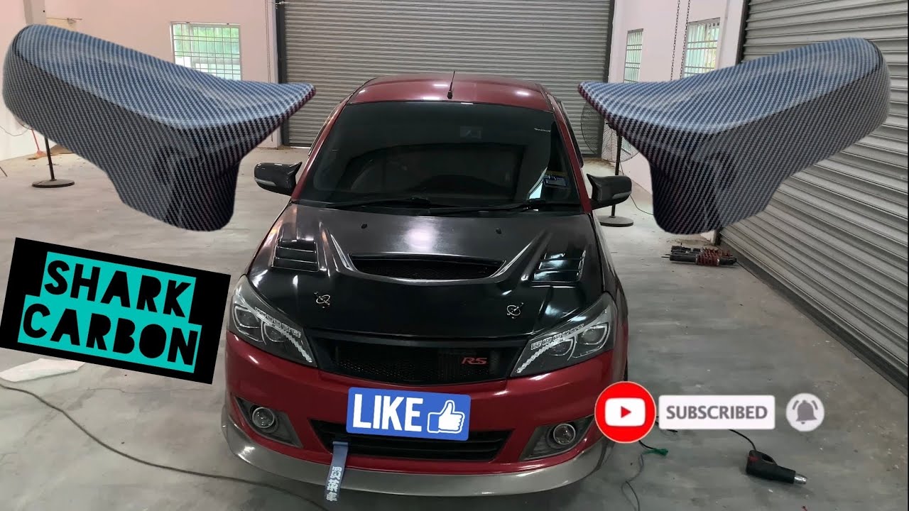 Install Shark Side Mirror Carbon Cover Proton SAGA/ Like And Subscribe ...