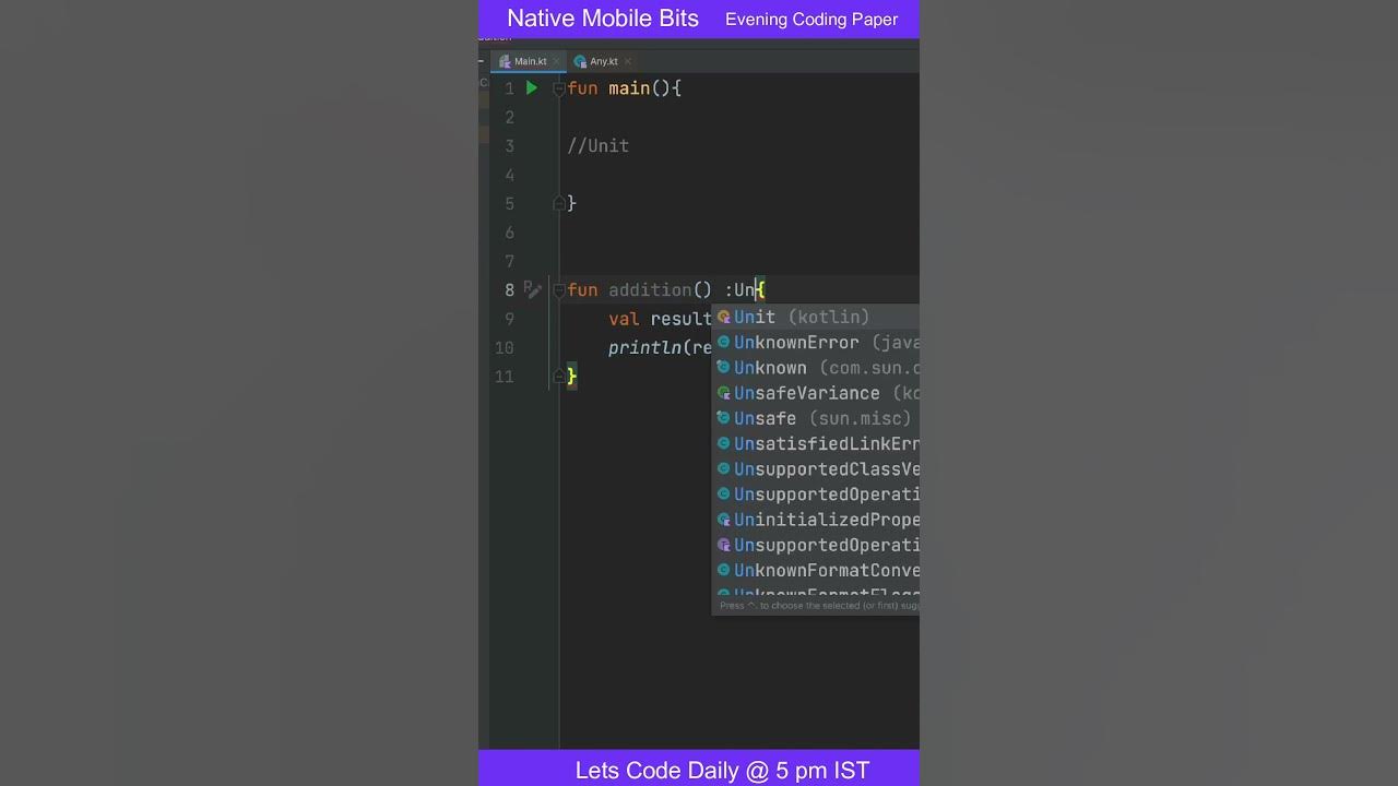 Unit In Kotlin Shorts Youtube