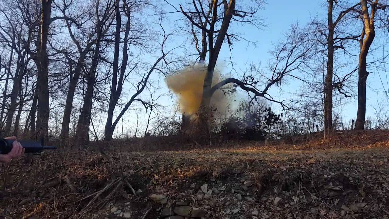 2 lbs Tannerite on an old Tree - YouTube