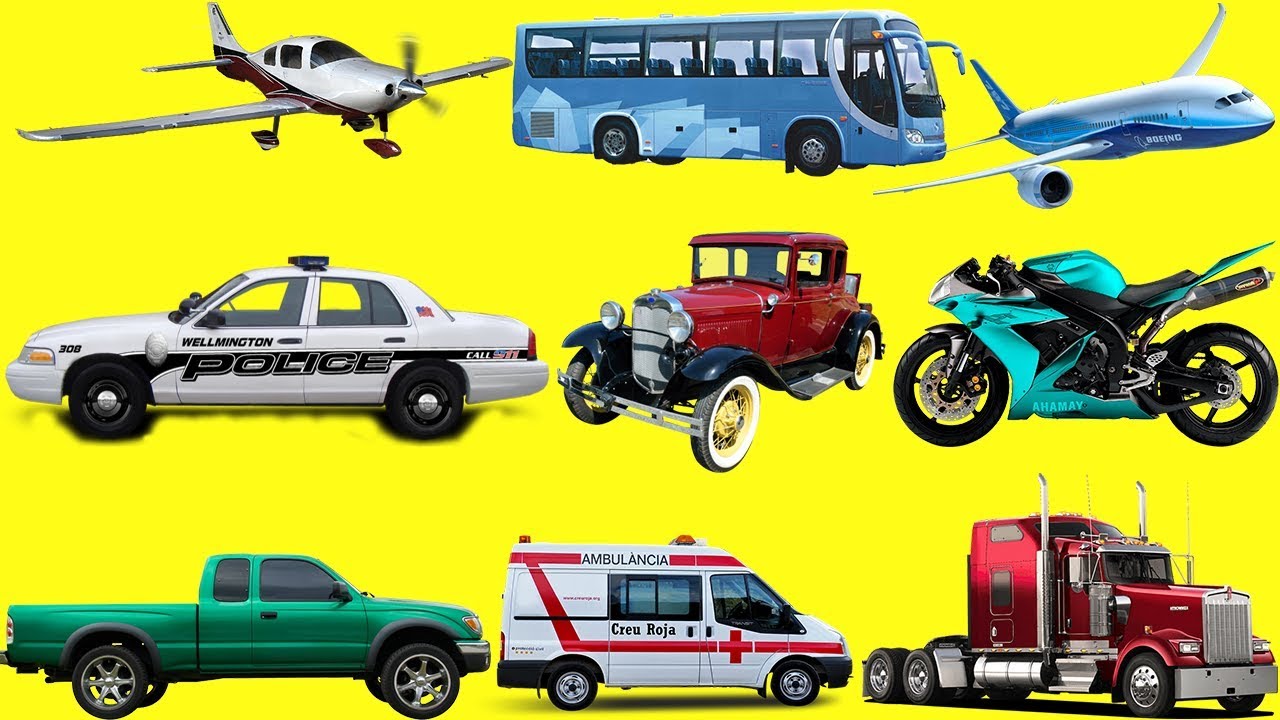 🚗 ️ Cars. Learning Street Vehicles Names and Sounds for kids. Plane ...