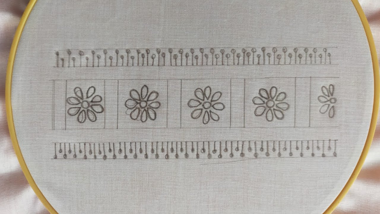 Very Easy Borderline Drawing/Simple Embroidery Design Drawing - YouTube