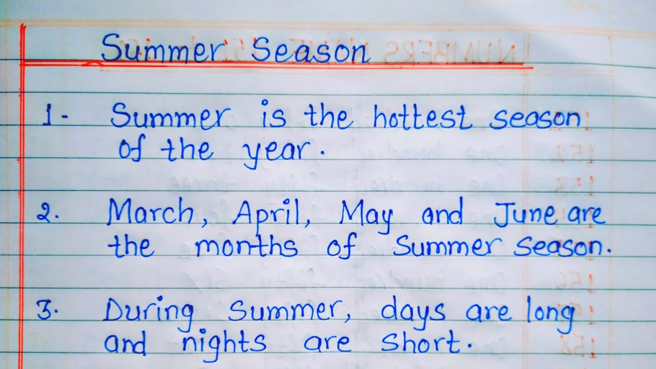 10 Line Essay on Summer Season in English ll Summer Season Essay ...