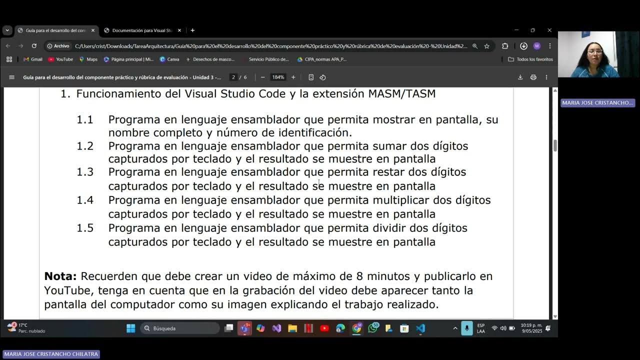 Componente práctico / Visual Studio Code y la extensión MASM/TASM / Assembler - YouTube