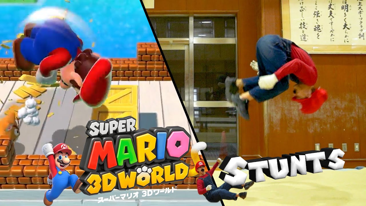 Stunts From Super Mario 3D World In Real Life - YouTube