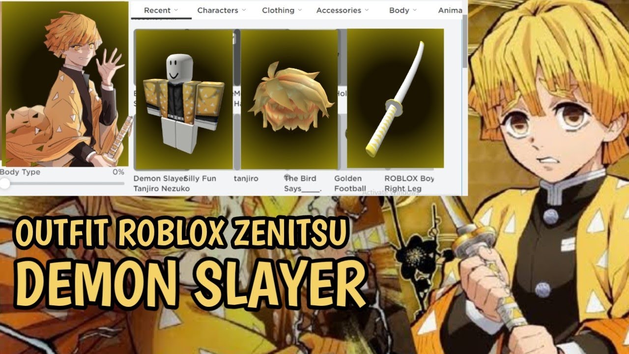 AVATAR ROBLOX ZENITSU COSPLAY DEMON SLAYER NEW - ROBLOX INDONESIA - YouTube
