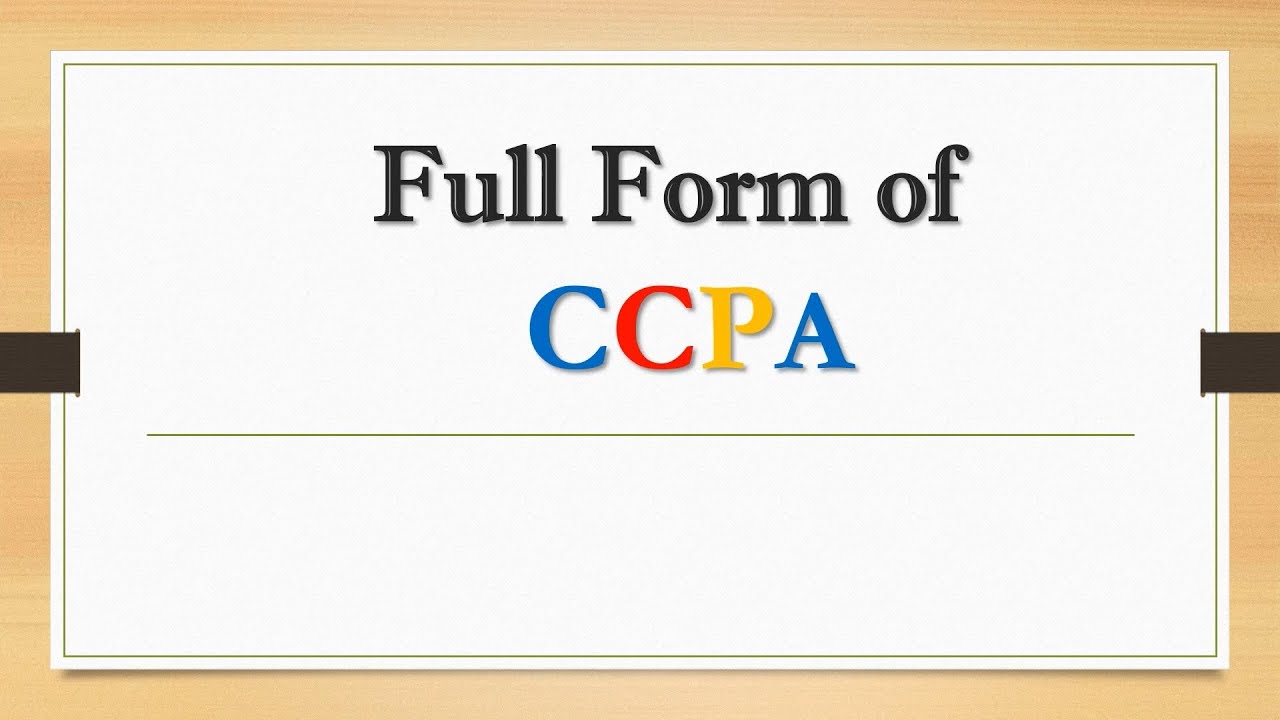 Full Form Of CCPA Did You Know YouTube