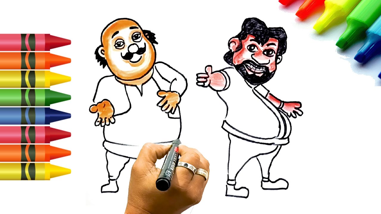 How To Draw Simple & Easy Motu Patlu | Drawing Tutorial | By Kailash ...