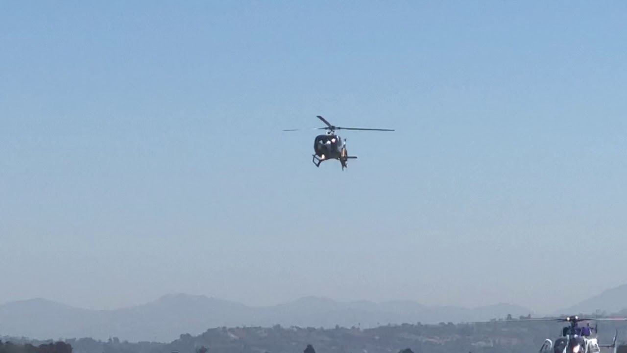 EC130 helicopter landing at KMYF - YouTube