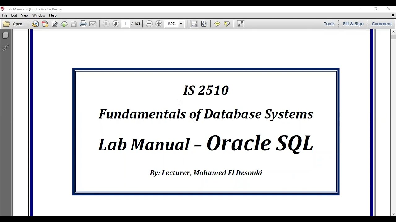 Psau Course Is 2511 Oracle Sql Lab 01 Create Table Statement Part 1 Youtube
