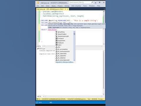 SUBSTRING string_expression start length | #sqlserver #database #tsql #codingbd - YouTube