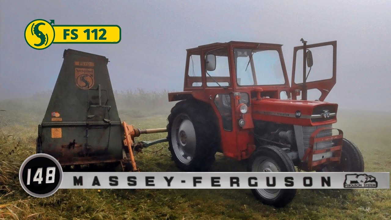 Massey Ferguson 148 & Serigstad FS 112 Removing potato grass before ...