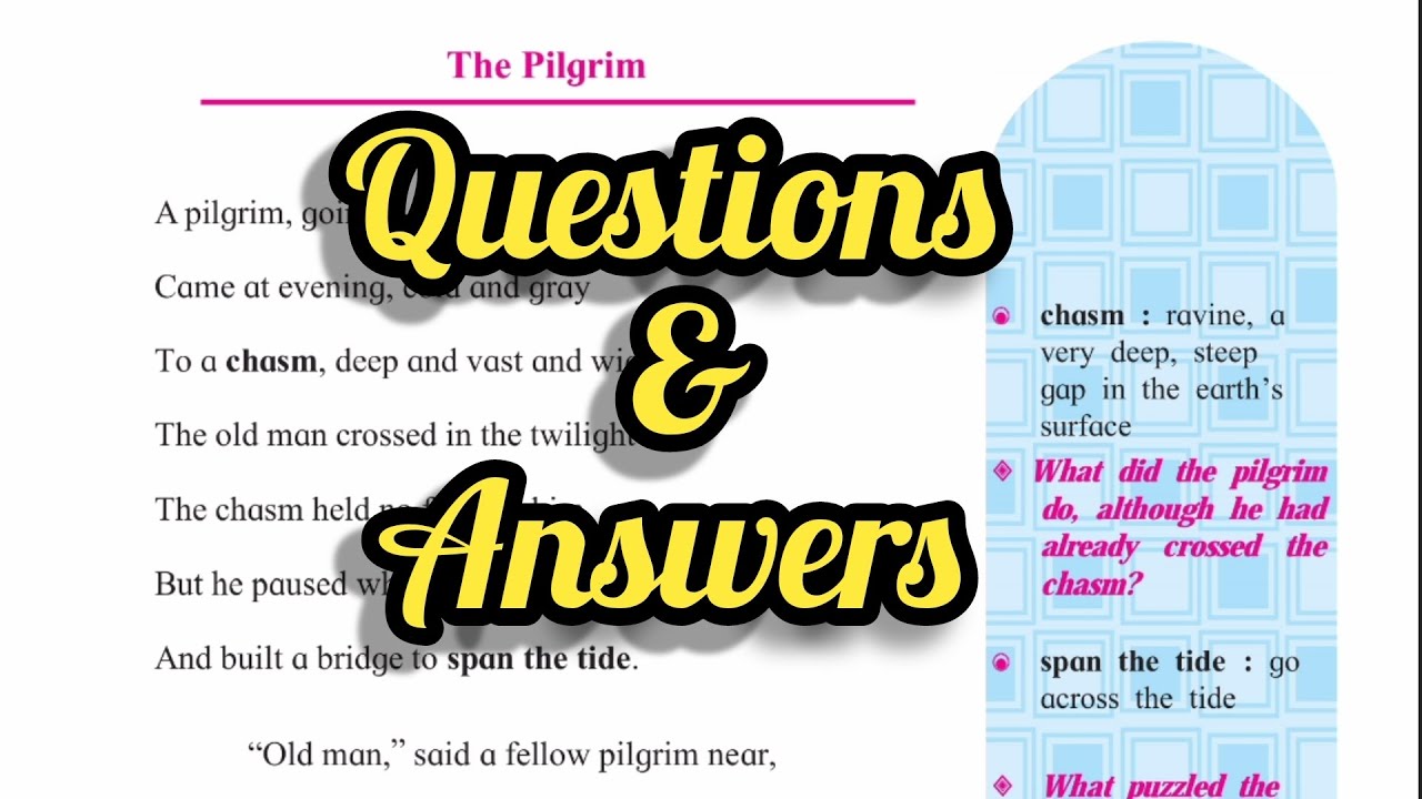 Class 8th || English || Lesson- 1.3 || The Pilgrim || Question & Answer ...