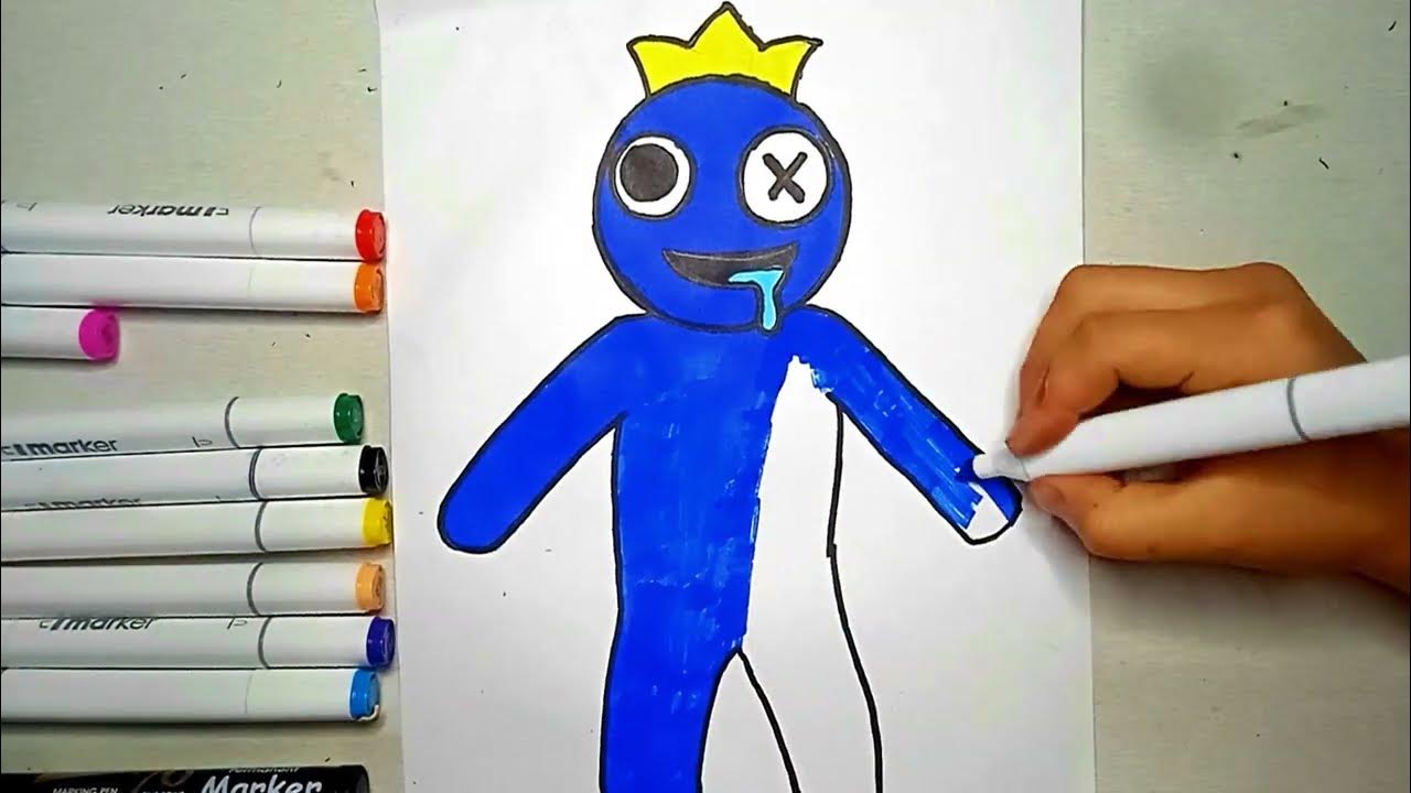How to quickly draw Rainbow Friends, Blue Monster. - YouTube