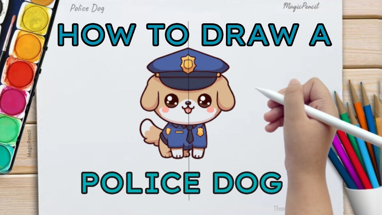 Police Dog Drawing Easy