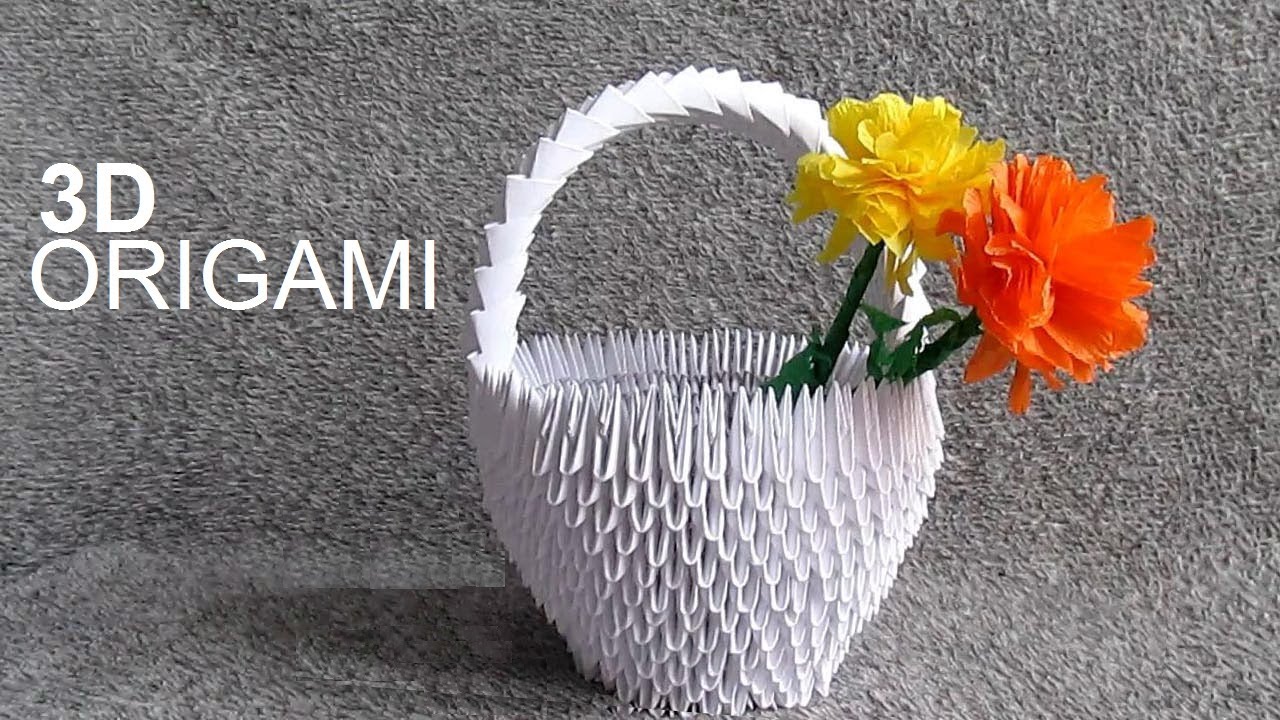 Building a FLOWER BASKET with 670 Pieces 3D Origami - YouTube