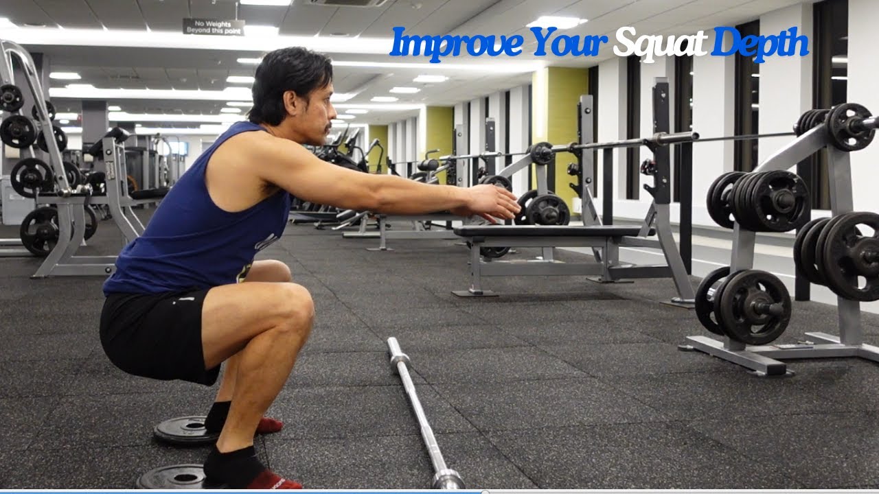 Improve Your Squat Depth: Bodyweight Squat with Weight Plates Under ...