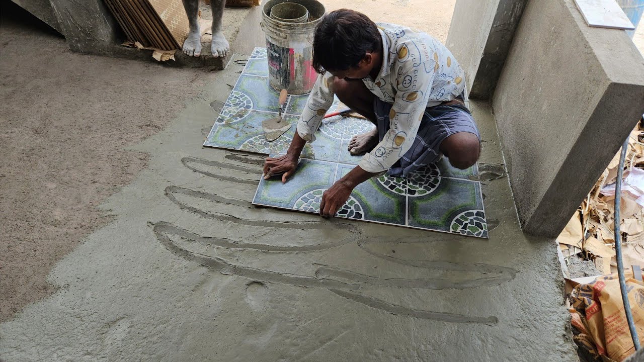 Techniques of Portico Tile Fitting_2BHk Front Porch Floor Tile ...