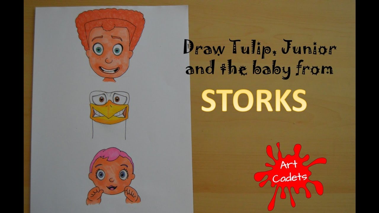 How to draw Tulip, Junior and the baby from the stork movie - YouTube