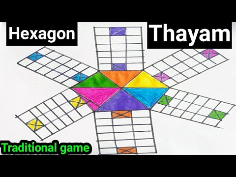 Hexagon thayam|அறுங்கோண தாயம்|Traditional game in tamil|DIY Dayam - YouTube
