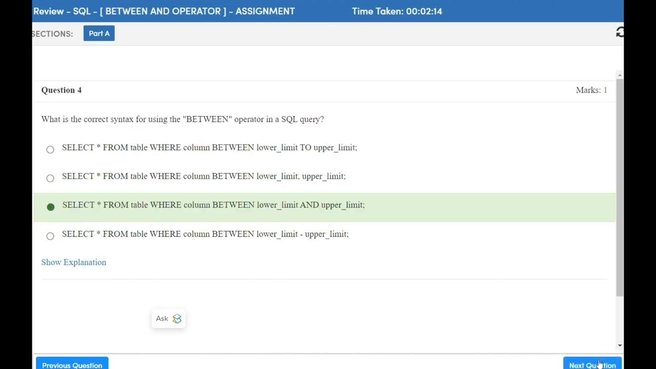 Quiz 54 Section 4 Between And Operator Kodnest Dream Factory 2024 Java Full Stack