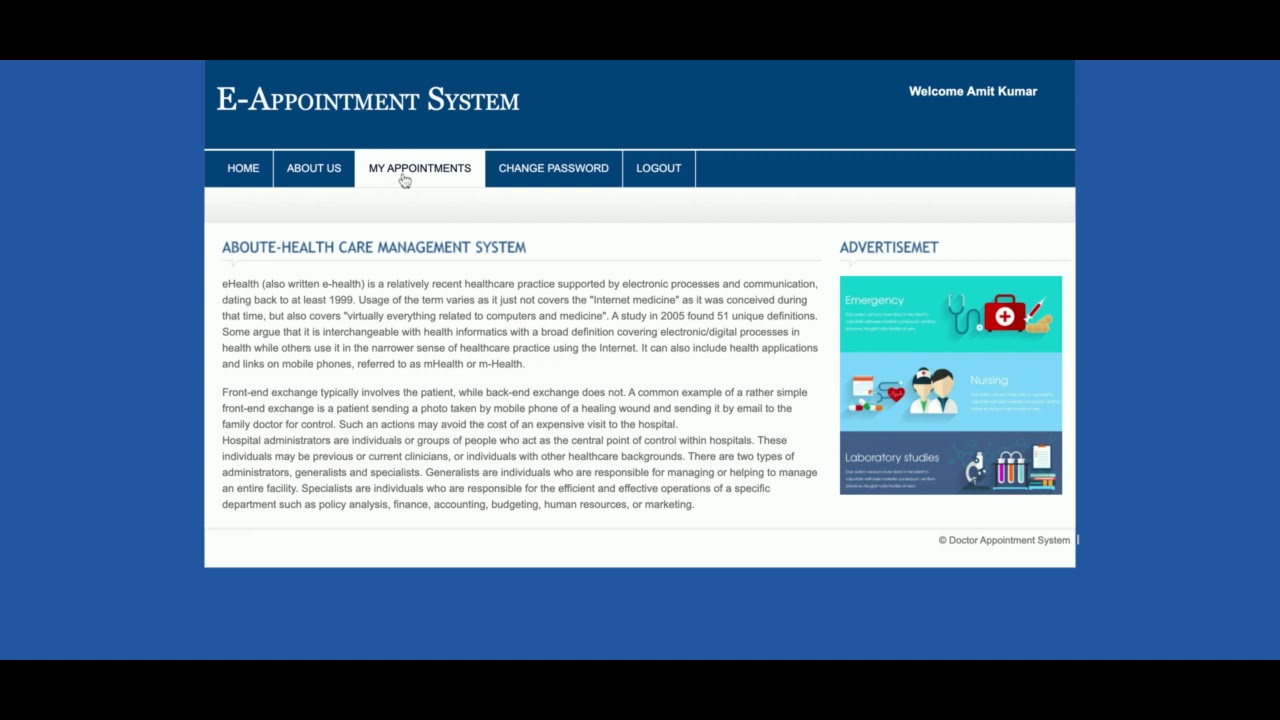 E Appointment System Php And Mysql Project Source Code Php Mysql Crud Project Youtube