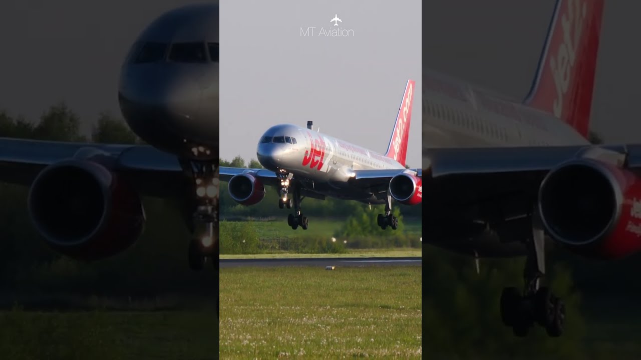 JET2 757 STUNNING Sunset Landing at Manchester Airport #shorts - YouTube