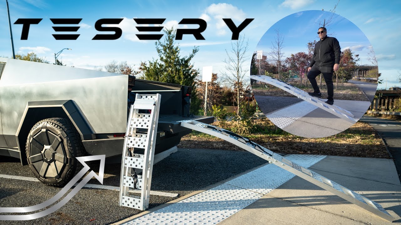 ON SALE! Tesery Aluminum Portable Loading Ramps for Cybertruck - YouTube