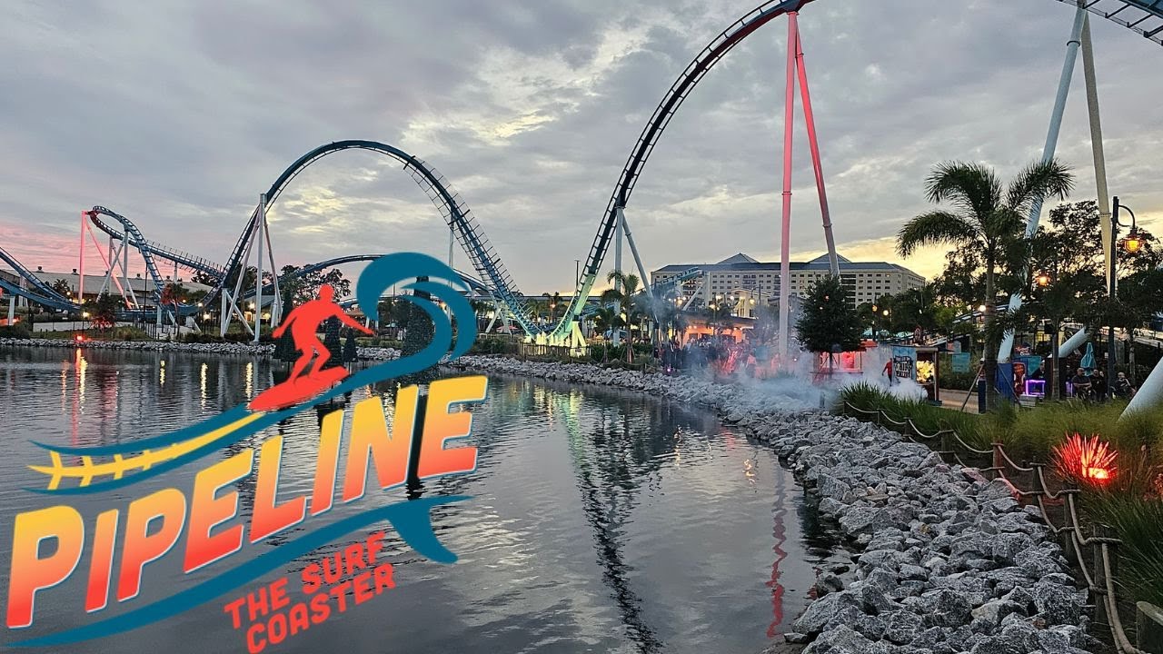 Pipeline "Surf Coaster" NIGHT RIDE at SeaWorld Orlando POV - YouTube