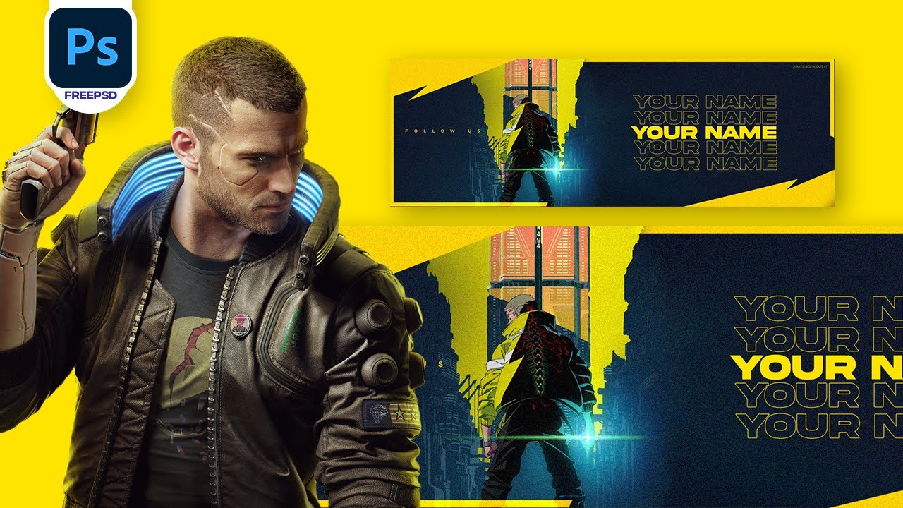 Cyberpunk Header Design | Header Design PSD | Free Template | Cyberpunk ...
