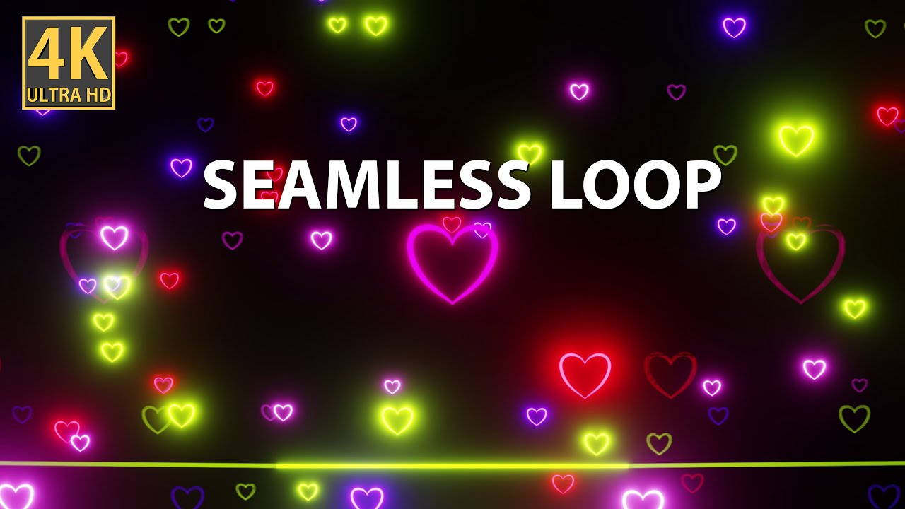 👍 Powerfull [ VJ Loops ] in 4k, Neon Heart Background Animation Video ...