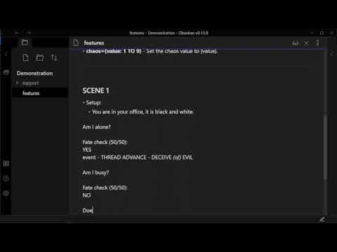 Obsidian: Inline Scripts: Using the "mythicgme" shortcut-file to play Mythic GME - YouTube