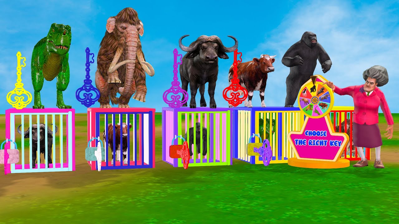 Cow T-Rex Dinosaur Gorilla Animals Playing Choose the Right Key ...