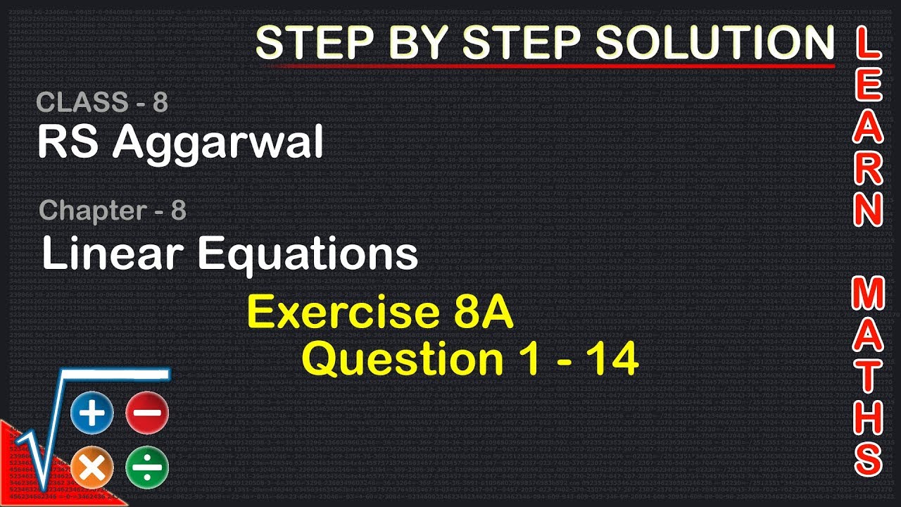 Linear Equations Class 8 Exercise 8A Question 1 14 RS Aggarwal linear-equations-class-8-exercise-8a-question-1-14-rs-aggarwal