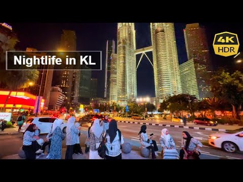 Vibrant Night Walk: Petronas Towers [4K HDR 60fps] Kuala Lumpur ...