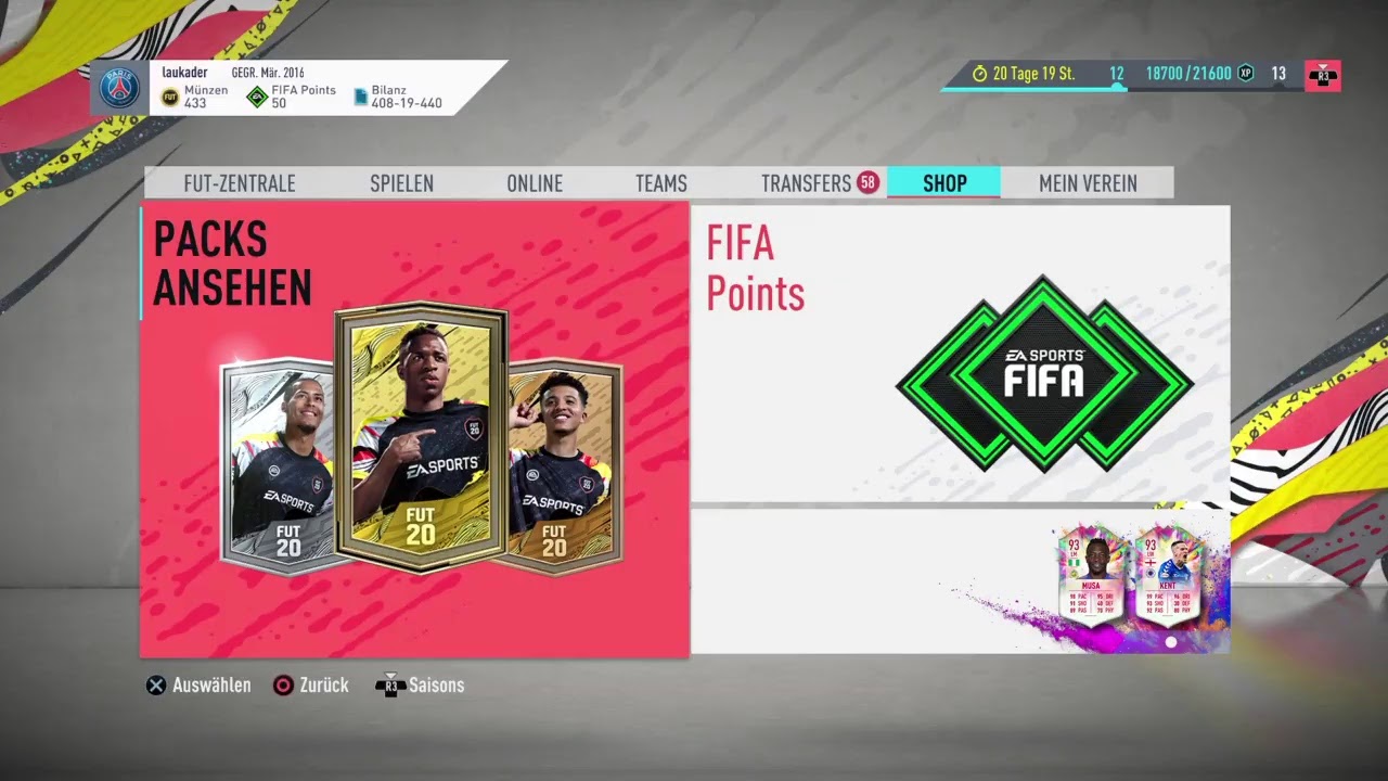 Fifa 20 Menü,Pack und Pro Clubs - YouTube