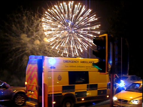 Bonfire night Nottingham Ambulance in traffic jam at forest fireworks ...