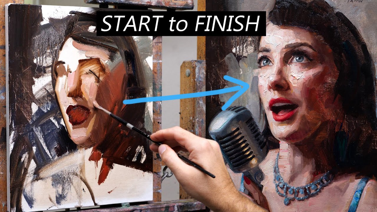 Painting a Female Portrait with Expressive Brushwork - Entire Process ...