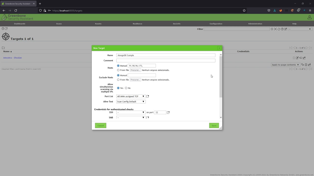 Greenbone Openvas (GSA 21.4.3) - Criando Grupos de Alvos - YouTube