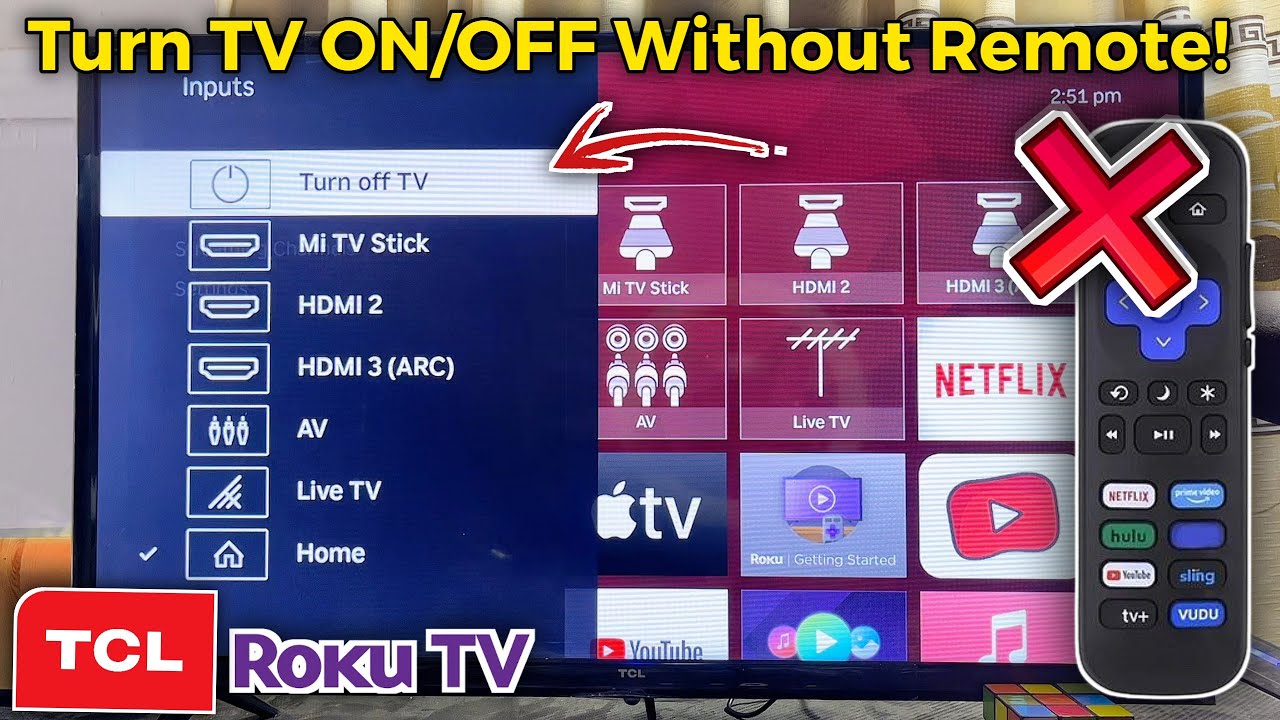 How to Turn ON/OFF TCL Roku TV without Remote - YouTube