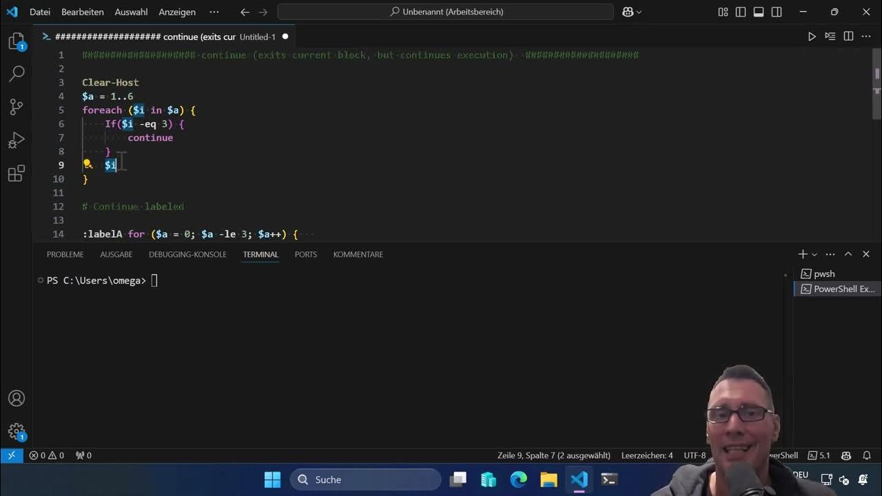 PowerShell: continue Statement - YouTube