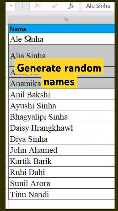 Generate random names #excelformula #exceltutorial #excelshorts - YouTube