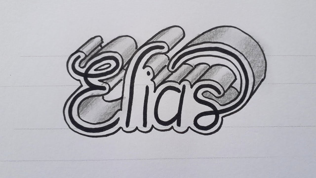 3d Drawing Calligraphy Name Elias On Paper / How To Draw Easy Art For ...