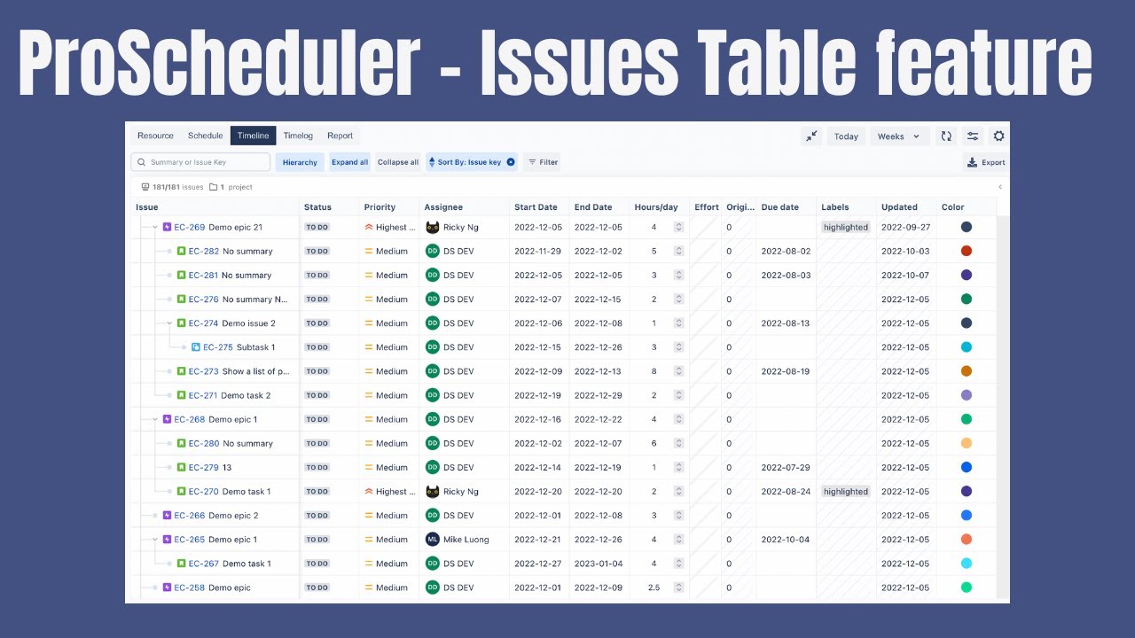 TeamBoard ProScheduler Issues Table - YouTube