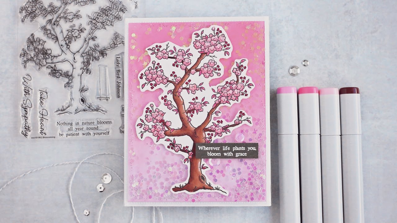 Blossoming Cherry Tree Shaker Card | Simon Says Stamp - YouTube